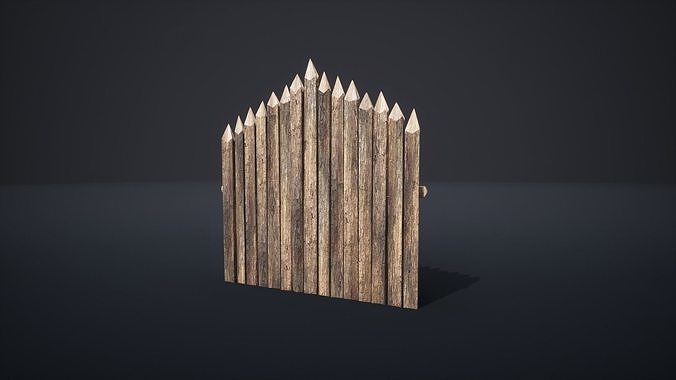 3D model PALISADE BARRIER BARRICADE DAM WOODEN WALL MEDIEVAL VILLAGE ...