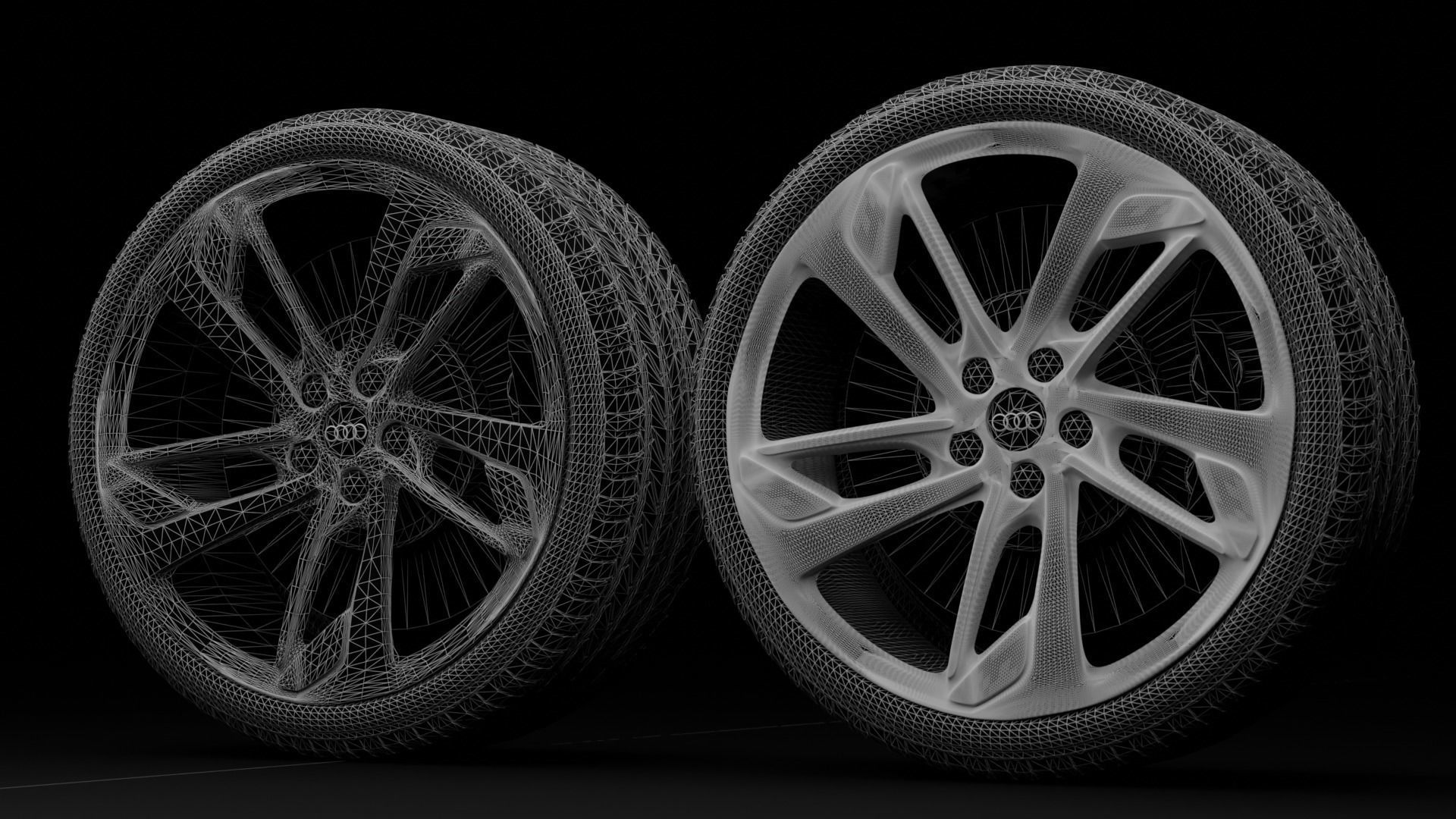 High detail Audi RS4 wheels and Tires 3D model with Photo Studio 3D ...
