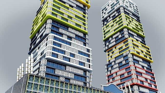 Lusail Marina Twin Tower 3D model | CGTrader