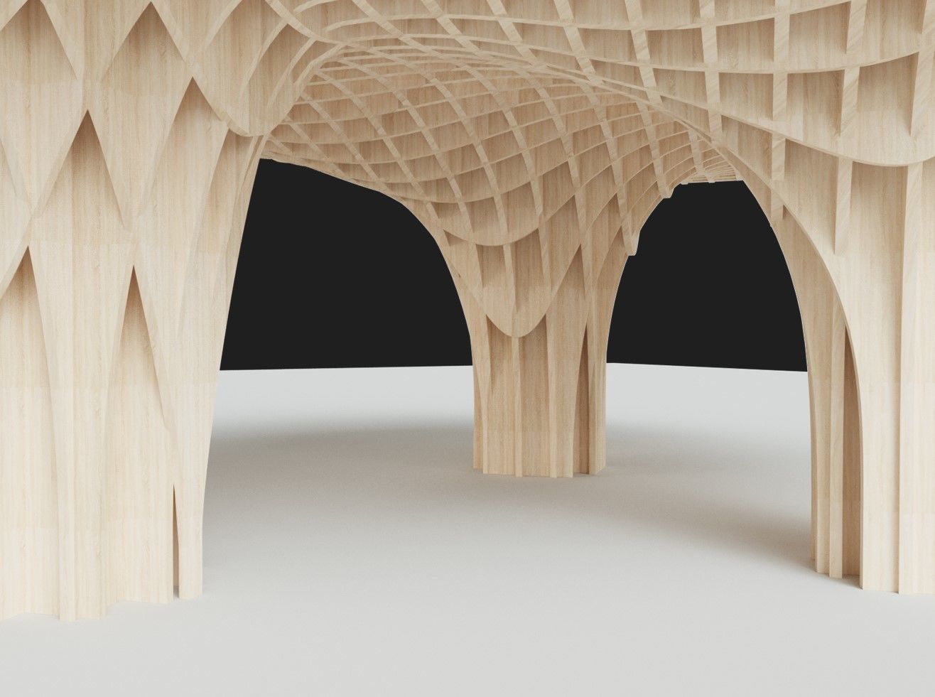 Rectangular spiral and curve waffle pavilions 3D model | CGTrader