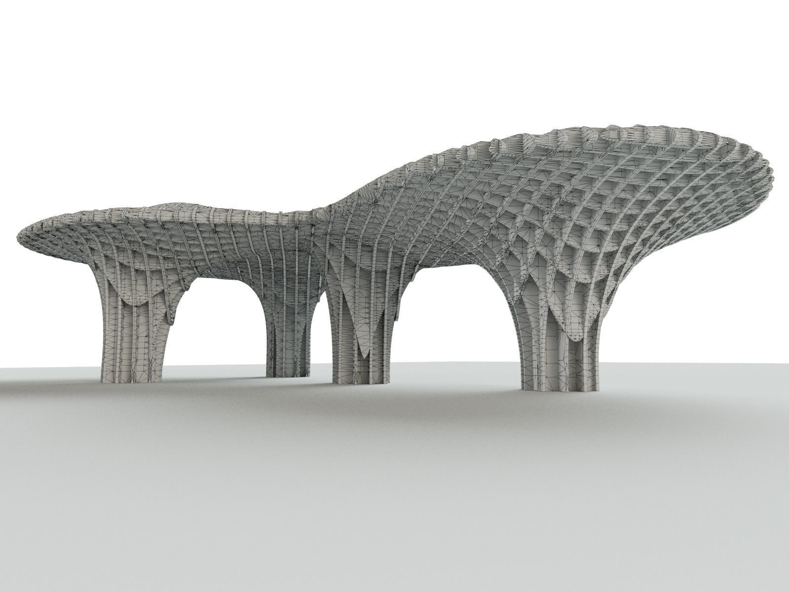 Rectangular spiral and curve waffle pavilions 3D model | CGTrader