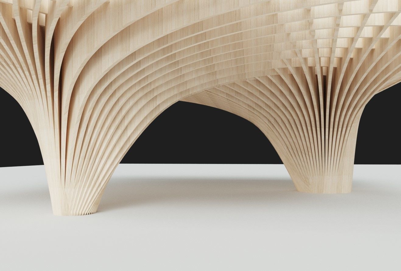 Rectangular spiral and curve waffle pavilions 3D model | CGTrader