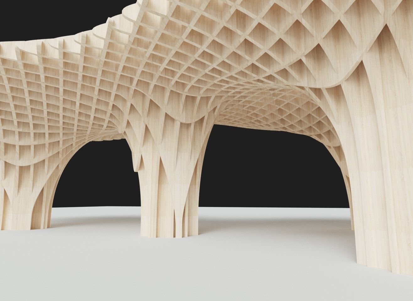 Rectangular spiral and curve waffle pavilions 3D model | CGTrader