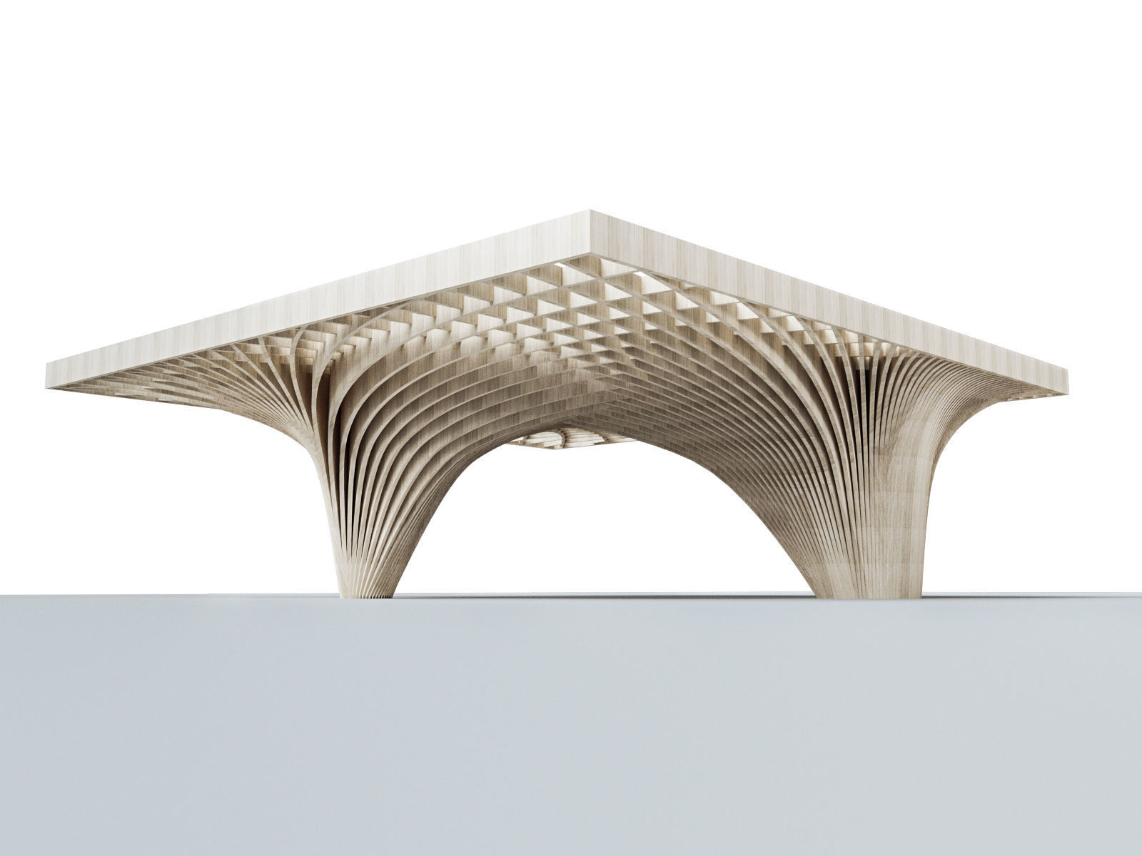 Rectangular spiral and curve waffle pavilions 3D model | CGTrader