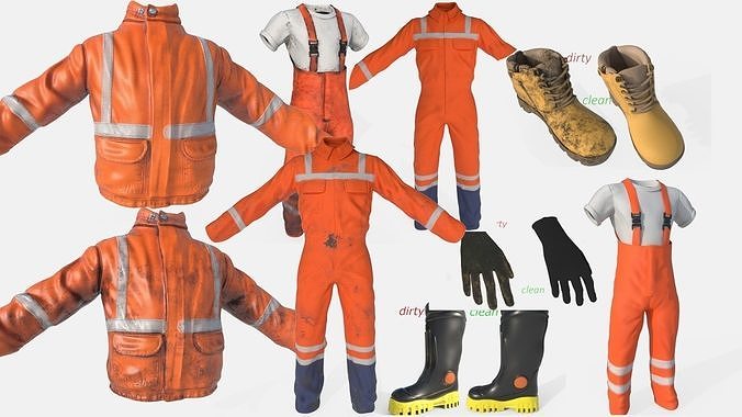 3D Model Collection Workman Outfit VR / AR / low-poly | CGTrader
