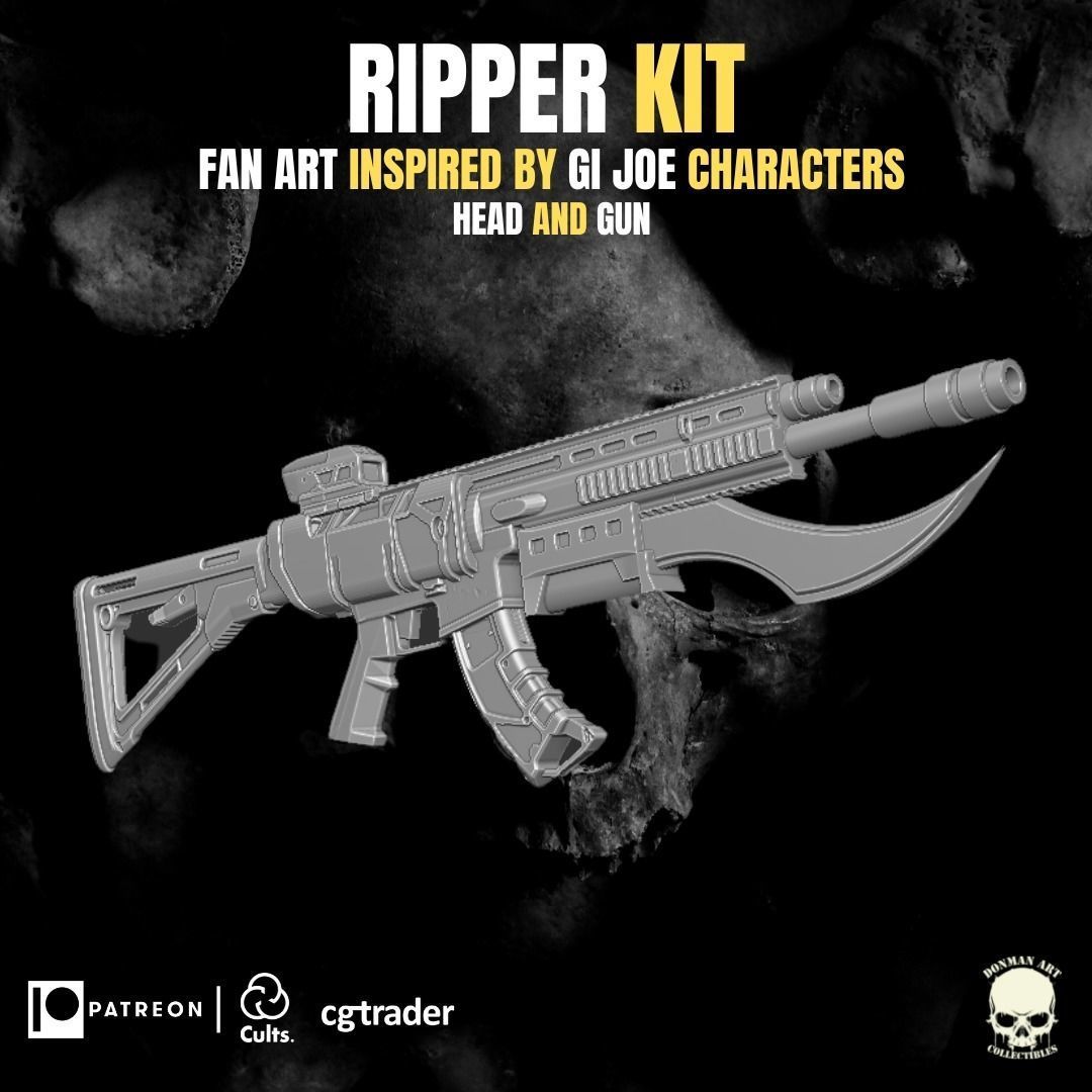 Ripper Kit - head and gun for action figures 3D model 3D printable ...