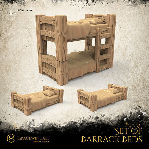 Set of Barracks Beds 3D model 3D printable | CGTrader