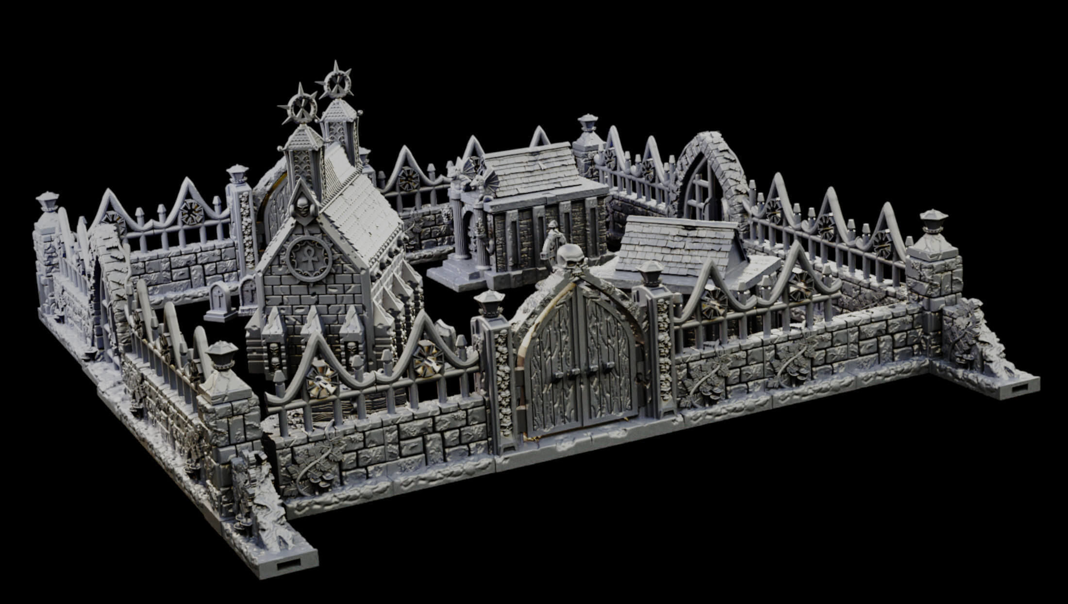 Modular Graveyard Walls Crypts Tombs Churches and Accessories 3D model ...