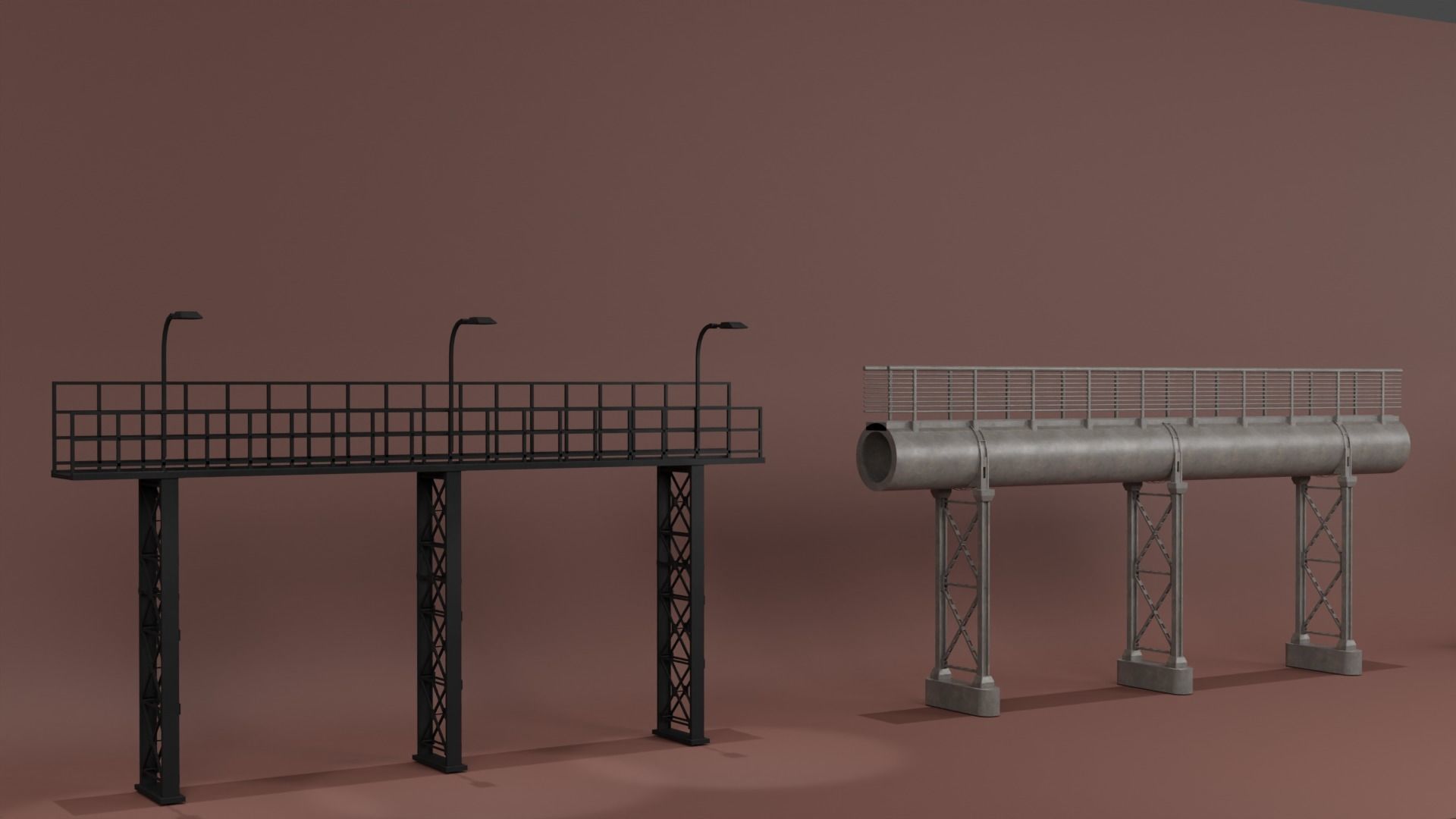 Industrial Pipe Racks and Stair Collection 3D model | CGTrader