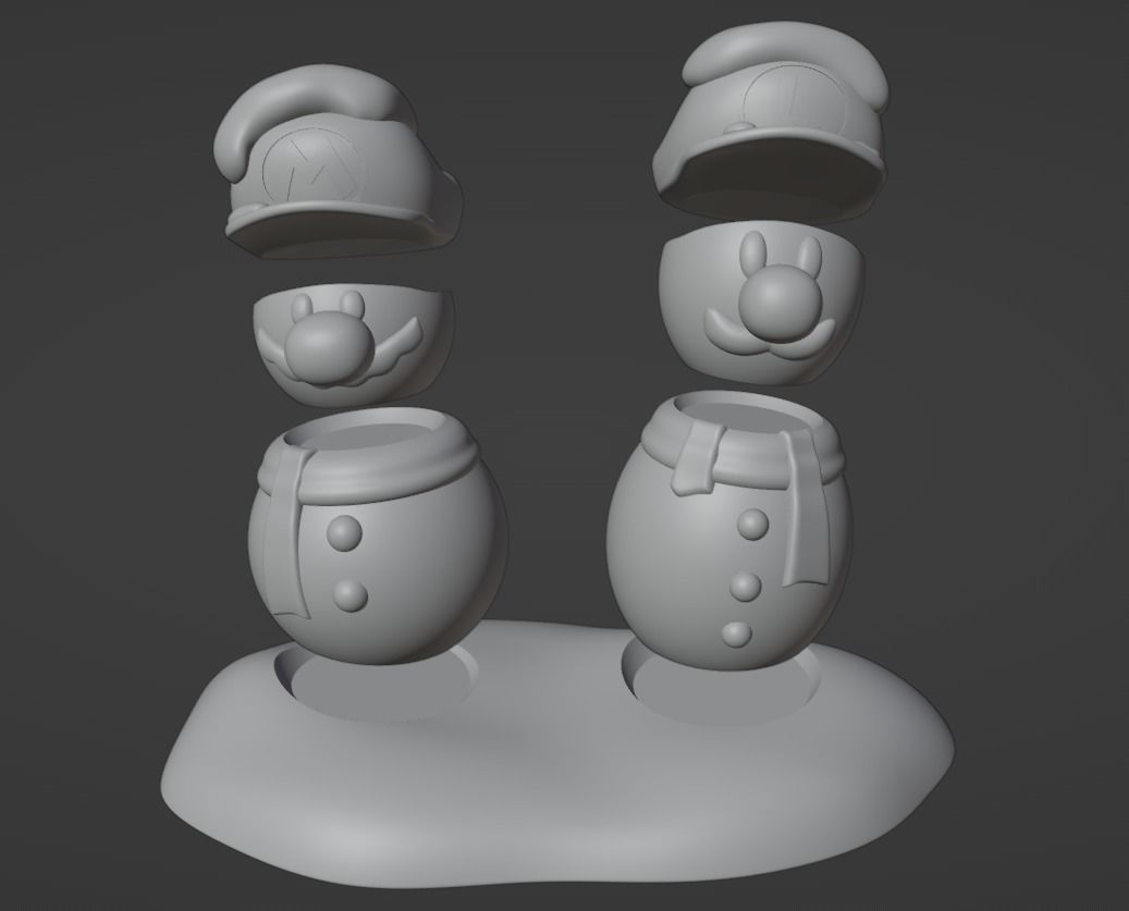 MARIO AND LUIGI SNOWMAN 3D model 3D printable | CGTrader