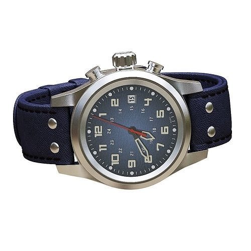 3D model Hand watch leather blue VR / AR / low-poly | CGTrader