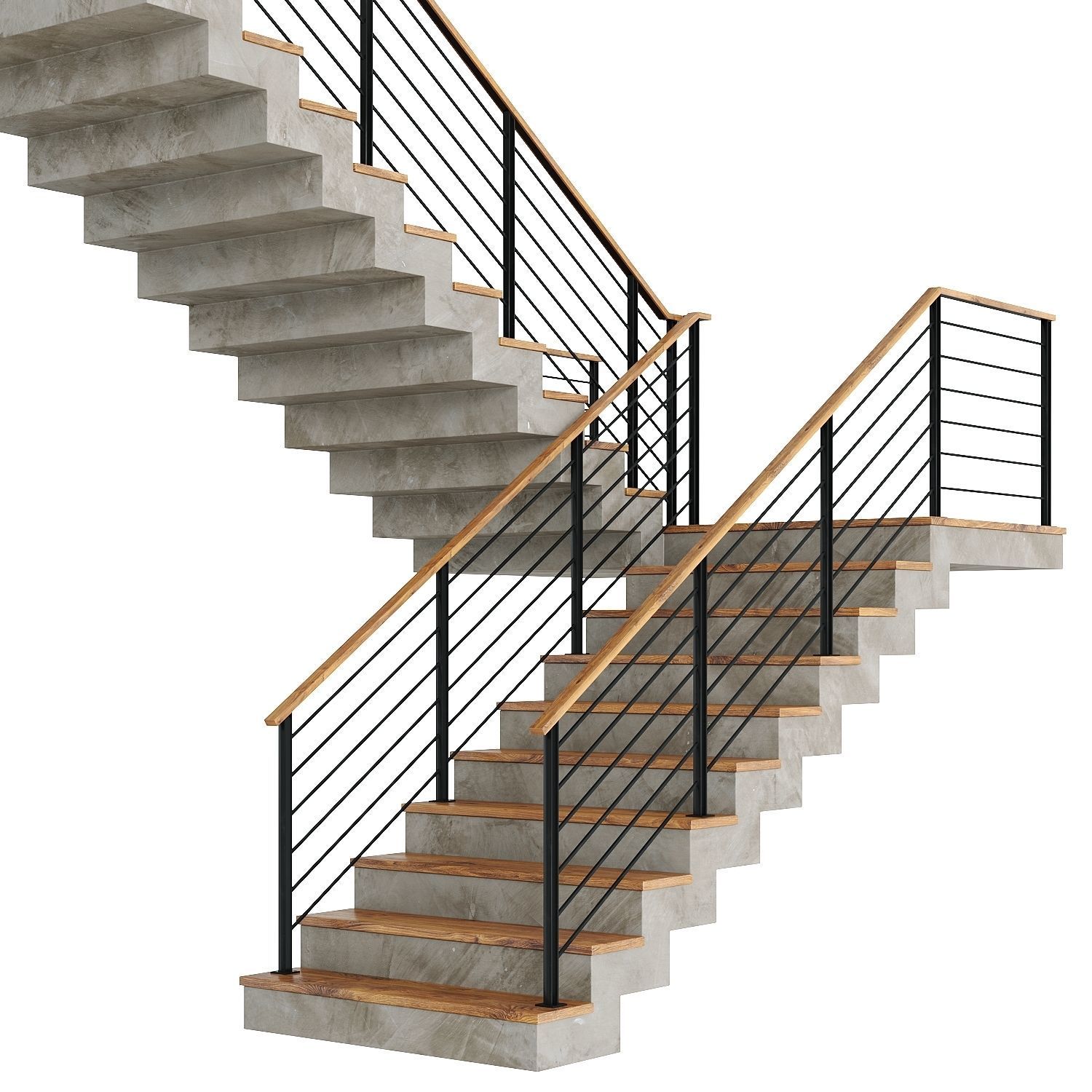 Modern exposed concrete staircase 3D model | CGTrader