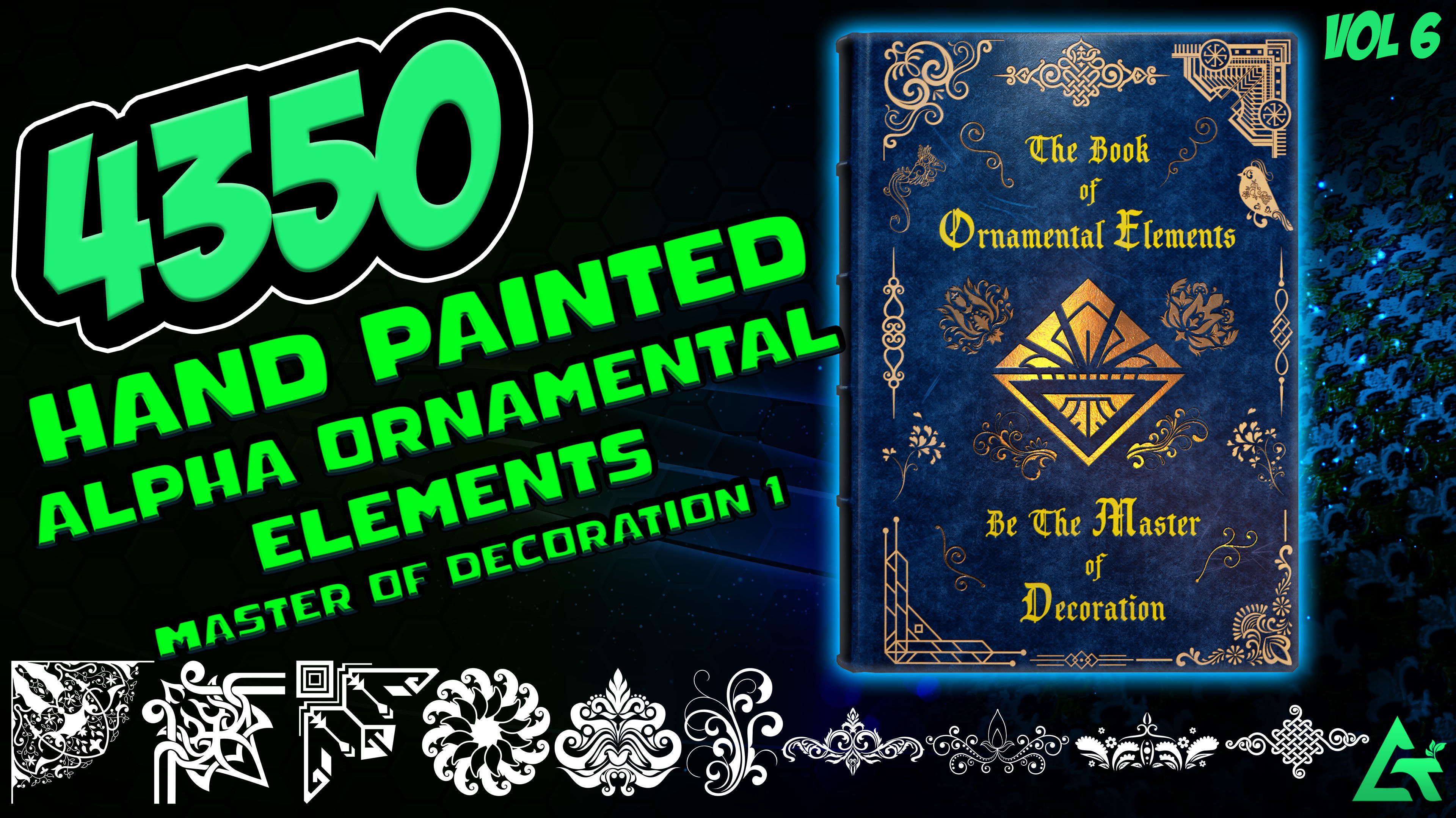 50 Free Hand Painted Alpha Ornamental Elements - Part of Vol 6 free ...