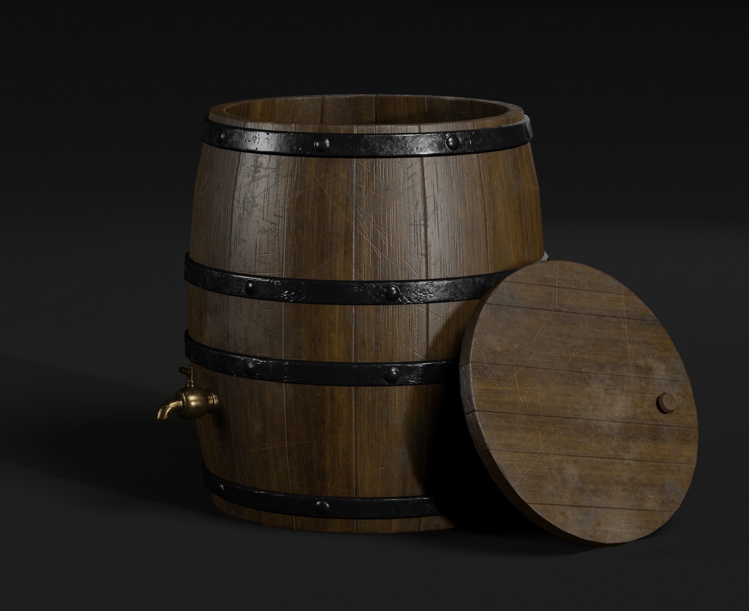3D model Low Poly Medieval Wooden Barrel Pack 3D Models VR / AR / low ...