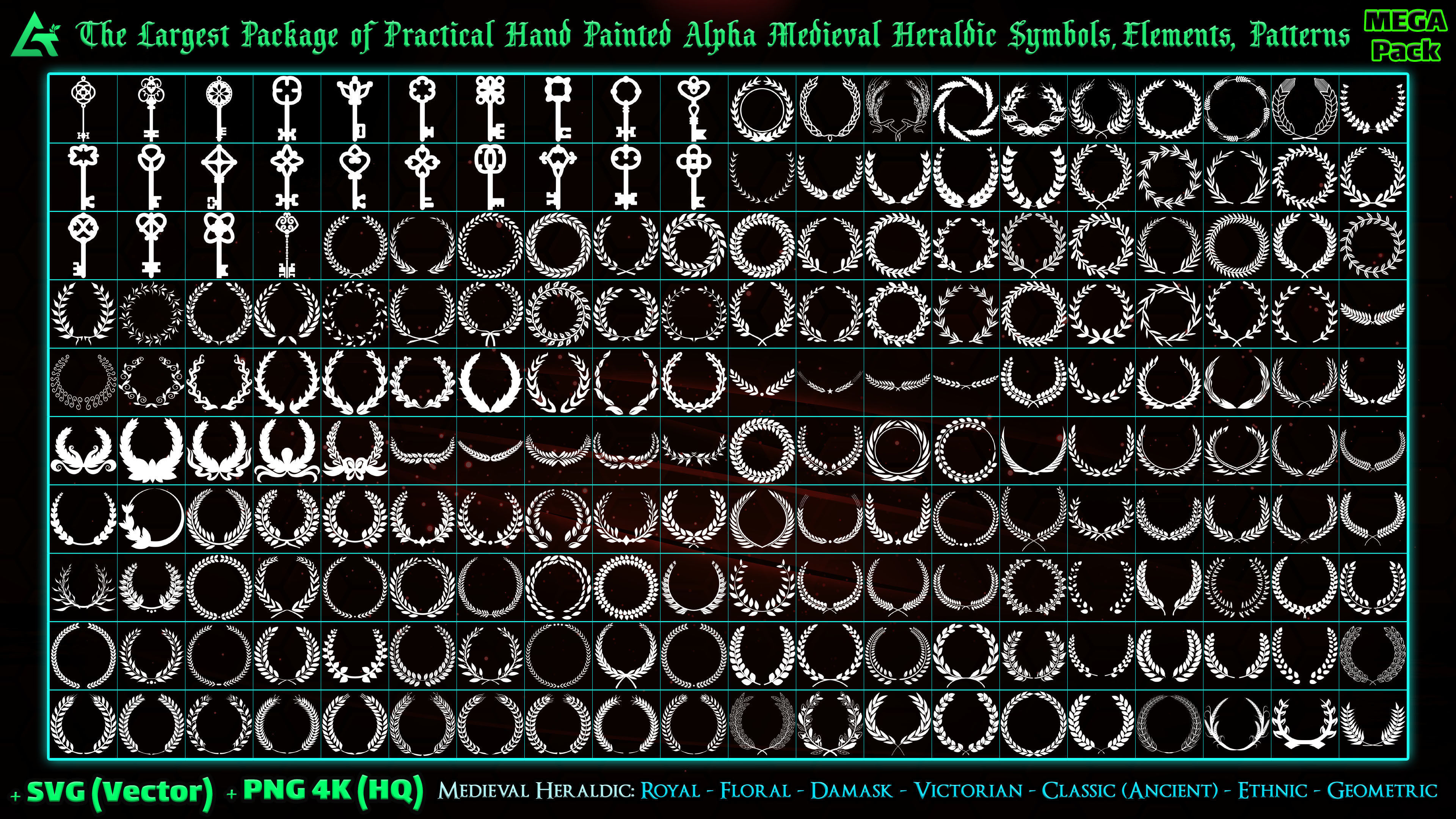 7000 Hand Painted Alpha Medieval Heraldic Symbols - Vol 7 Texture ...