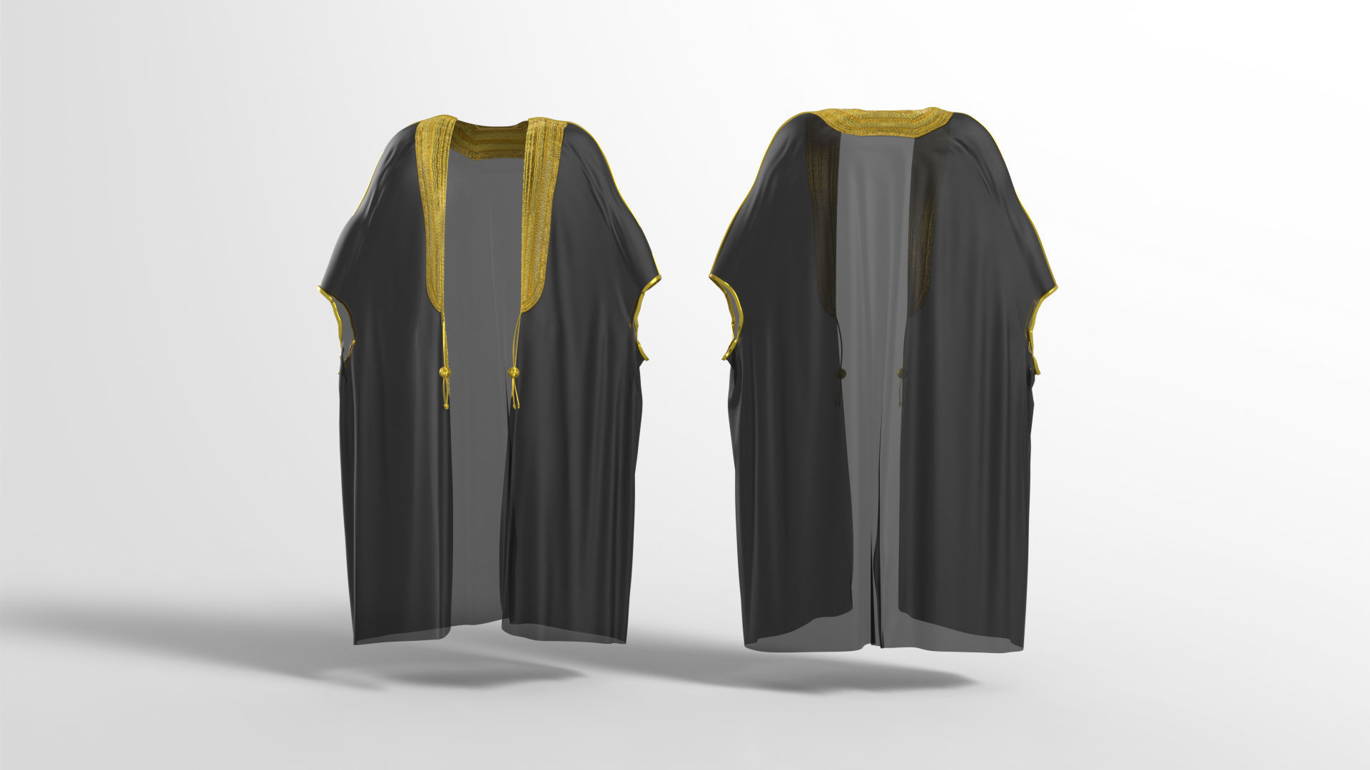 Bisht kaftan gold 3D model | CGTrader