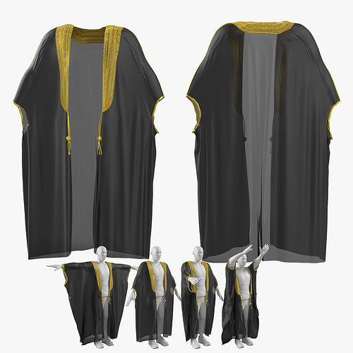 Bisht kaftan gold 3D model | CGTrader