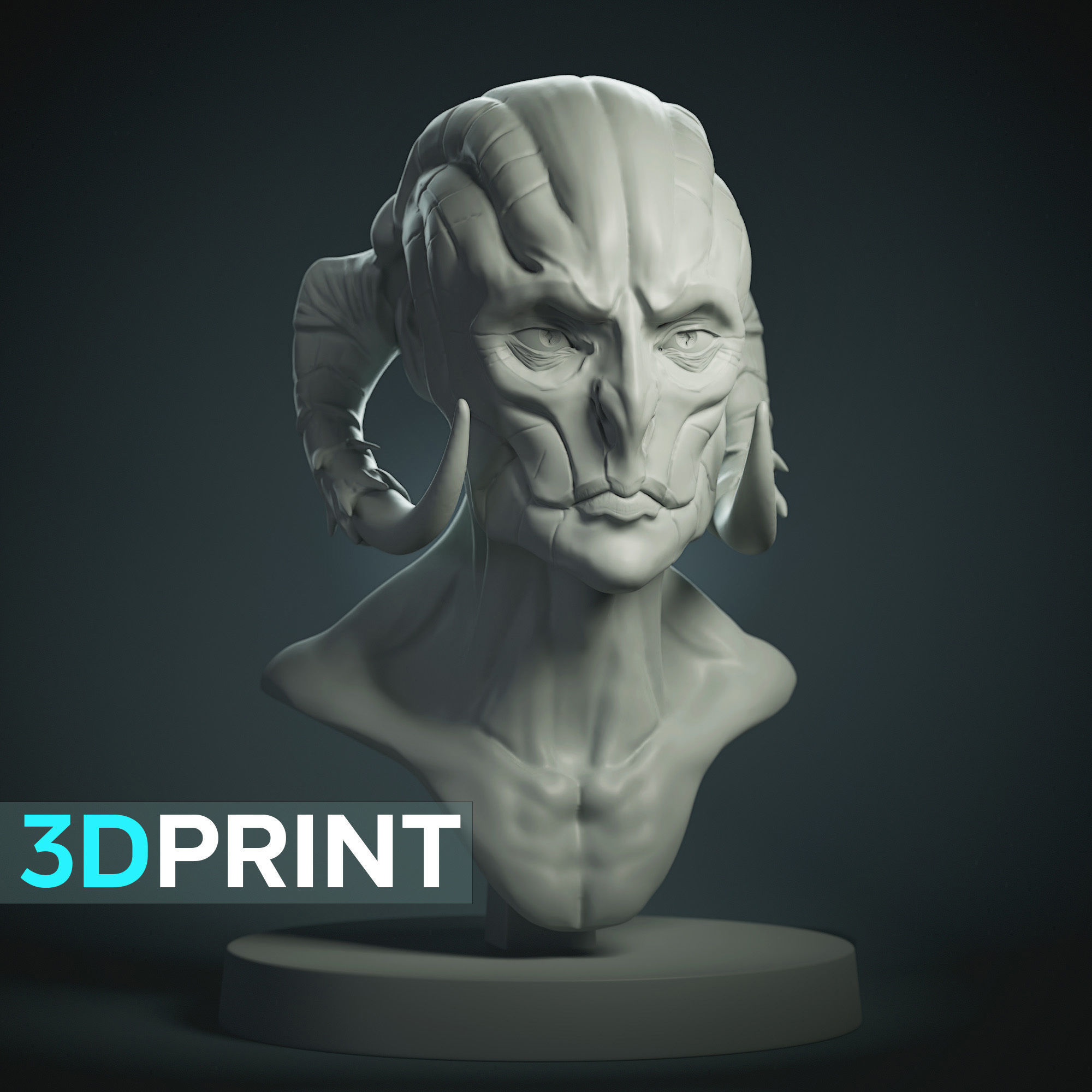 Alien Head Bust 3D Print Model 3D model 3D printable | CGTrader