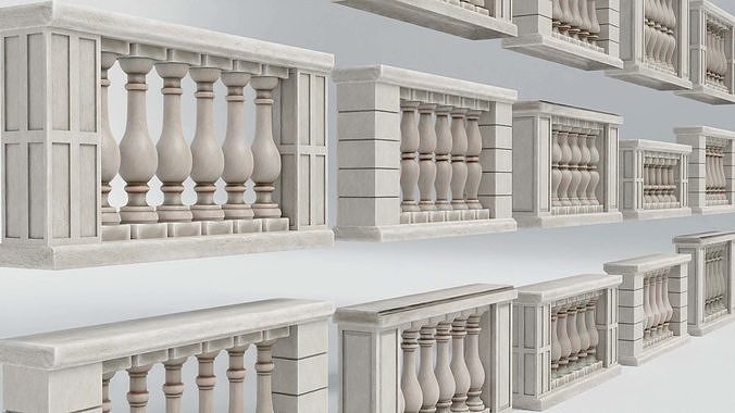 3D model Balustrade - 15 Balcony Stone Models - Greek - Roman VR / AR ...