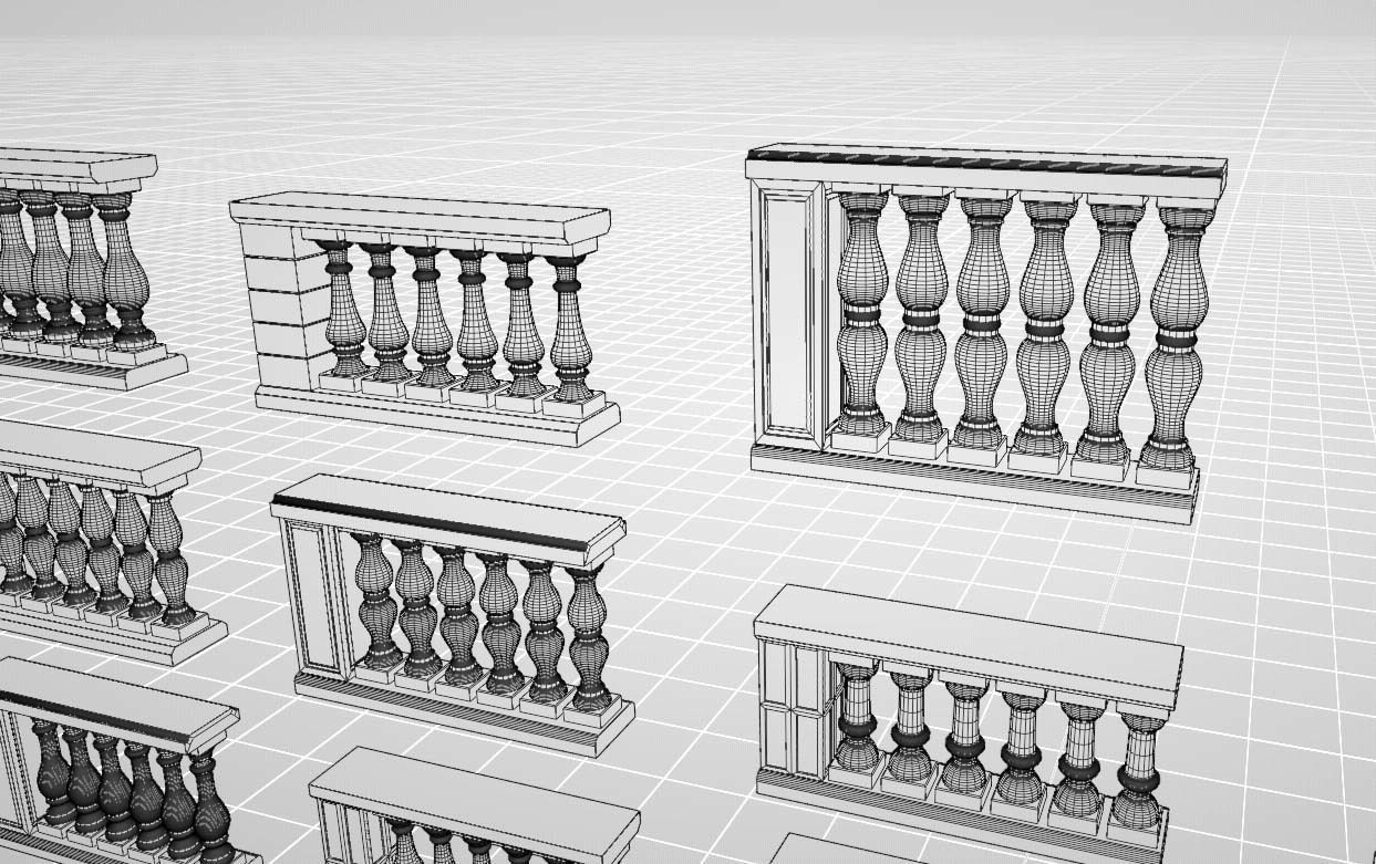 3D model Balustrade - 15 Balcony Stone Models - Greek - Roman VR / AR ...