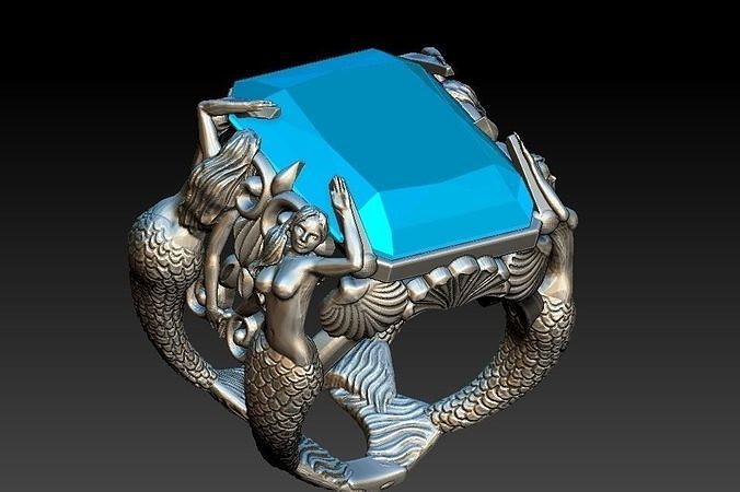 Mermaid Ring 3D model 3D printable | CGTrader