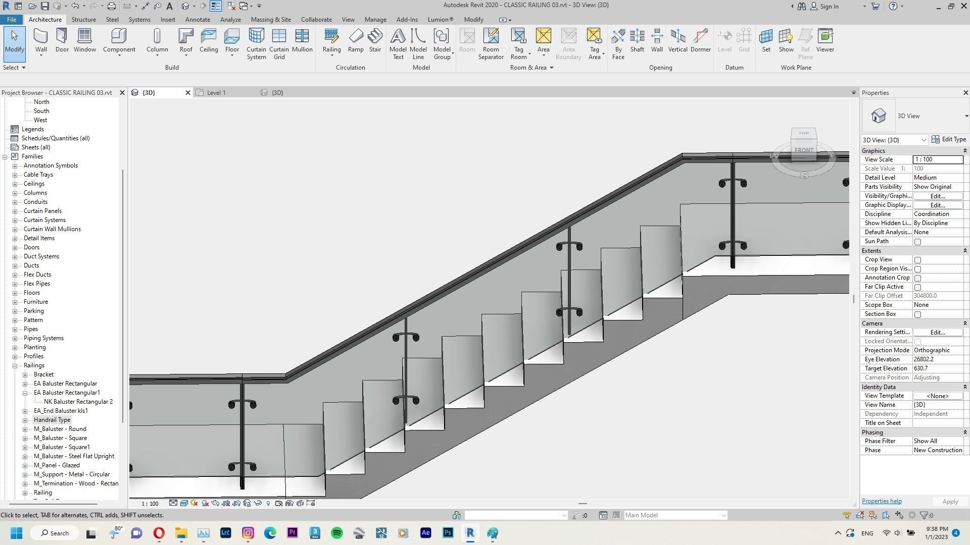 Modern Railing Revit Family 3D model | CGTrader