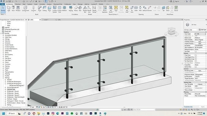 Modern Railing Revit Family 3D model | CGTrader