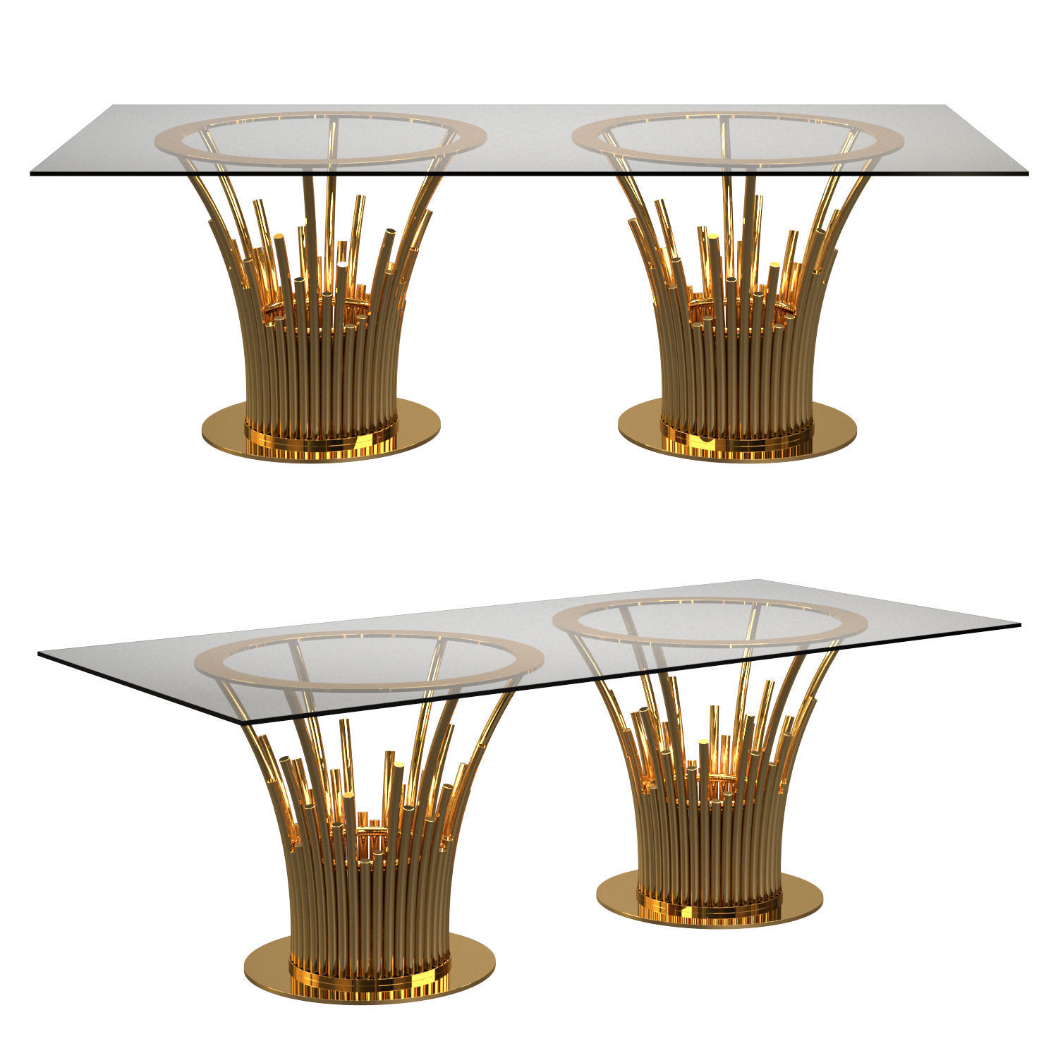 Clement Gold Glass Dining Table 3D model | CGTrader