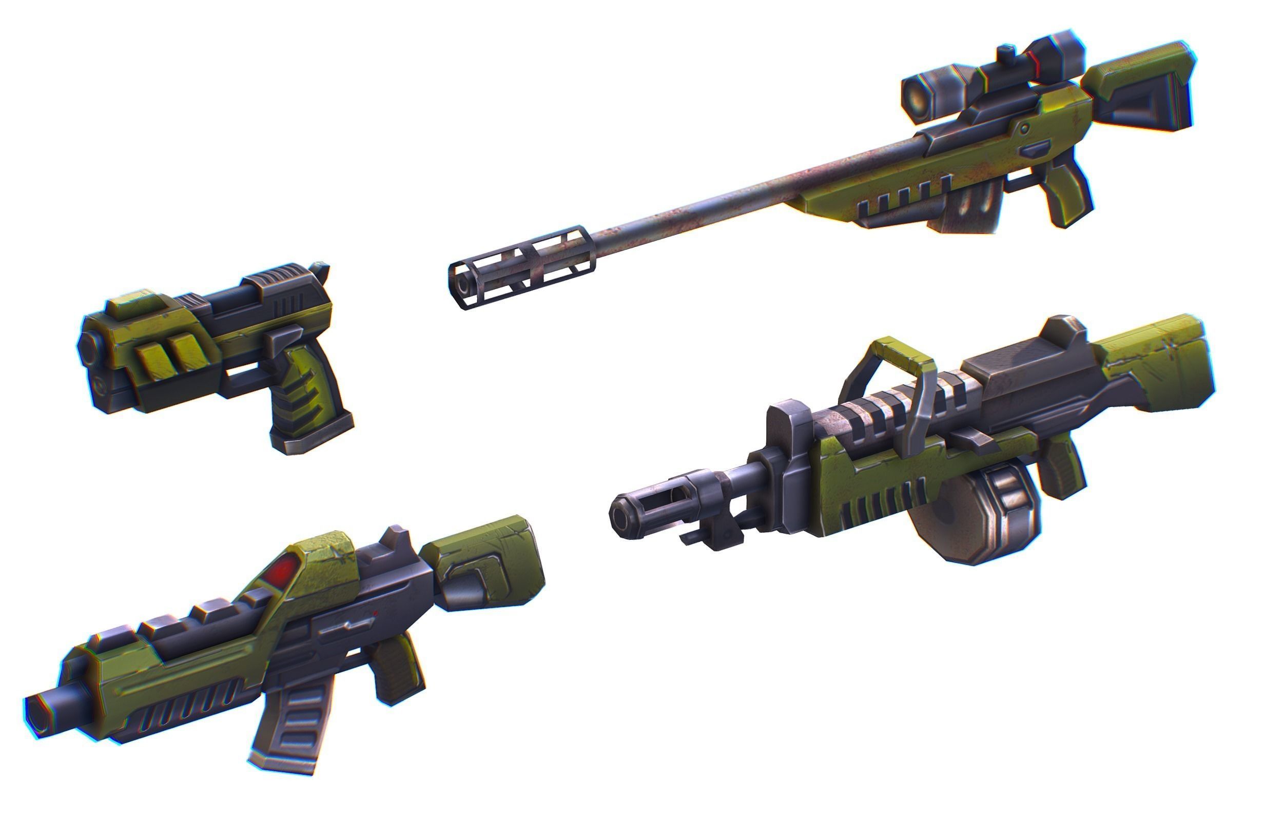 3D model 42 dollars discount SciFi Cartoon Weapons Set VR / AR / low ...