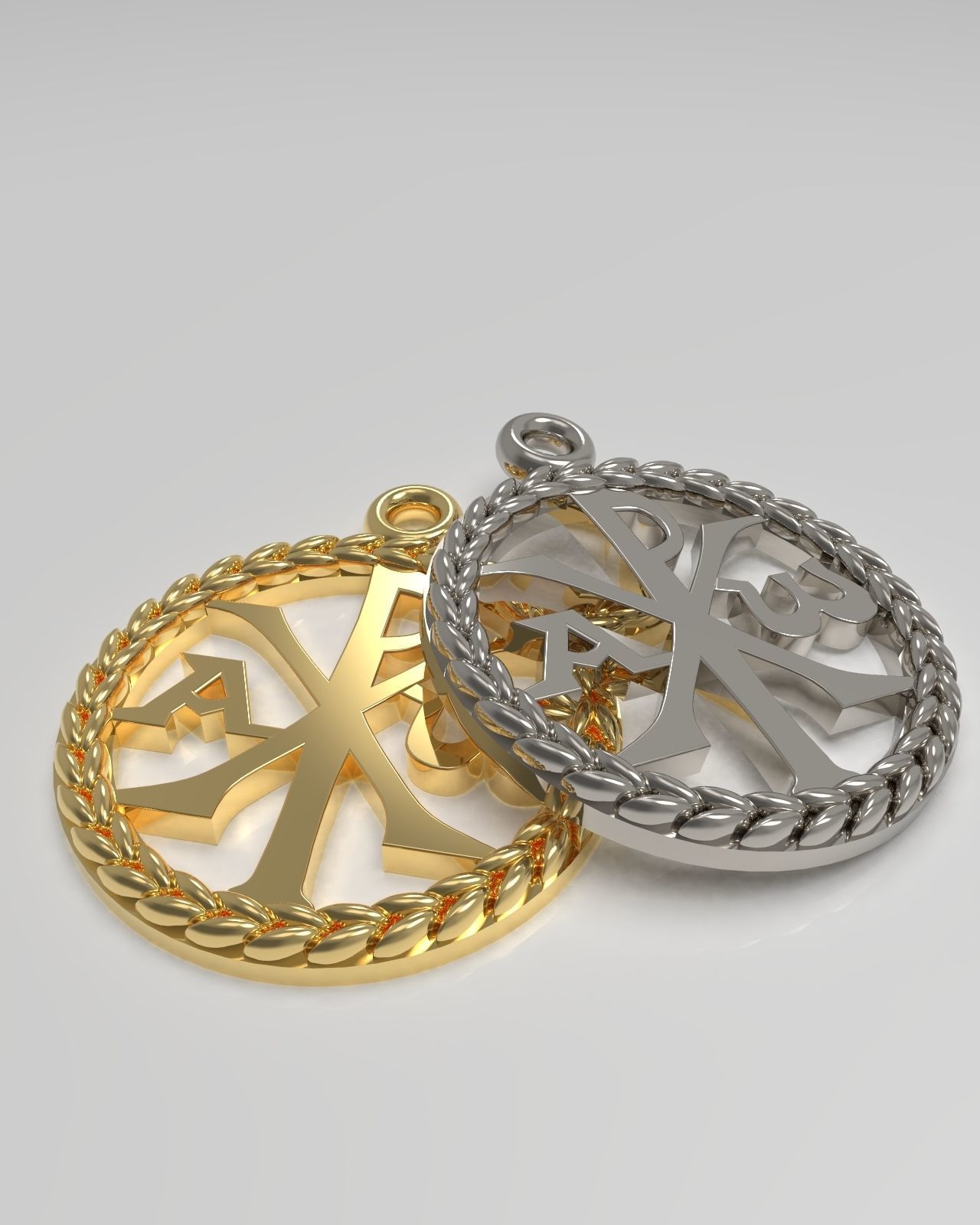 Christ monogram christogram Chi Rho alpha and omega pendant 3D model 3D ...
