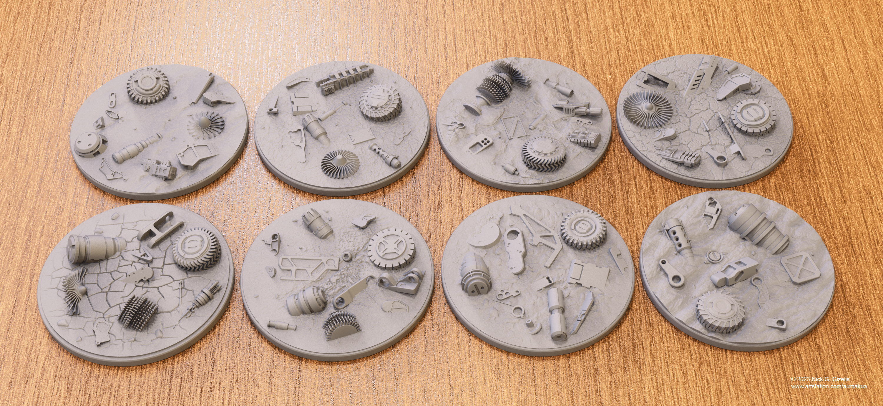 Battlefield Debris Bases 100mm 3D model 3D printable | CGTrader