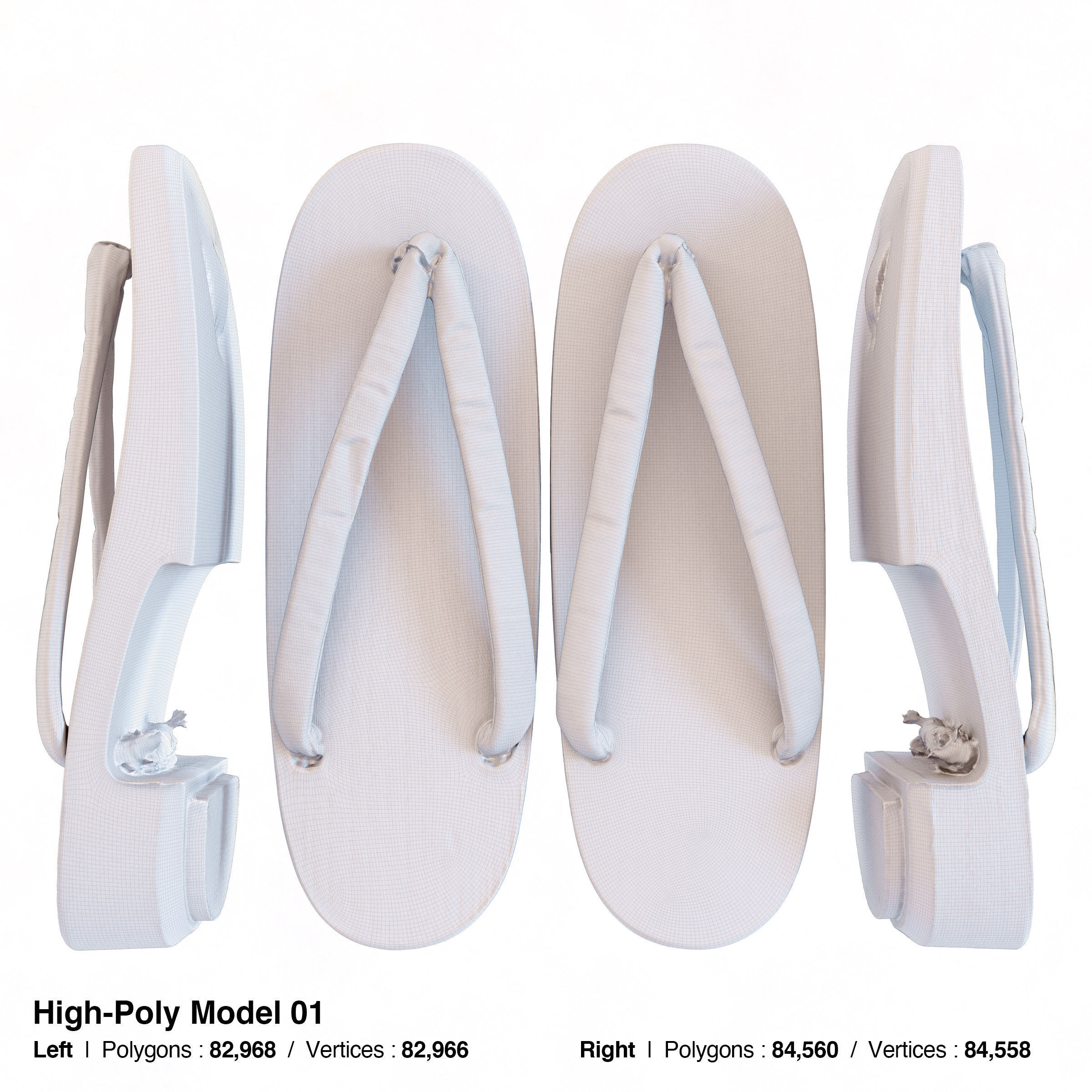 3D model Ukon Geta Set for Women - Japanese Wooden Clogs VR / AR / low-poly | CGTrader