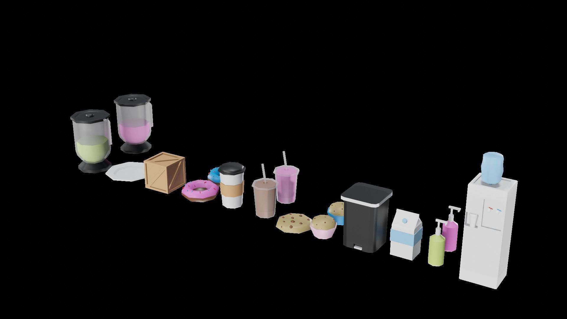 3d Model Low Poly Game Ready Cafe Food Assest Pack Vr Ar Low Poly 8382