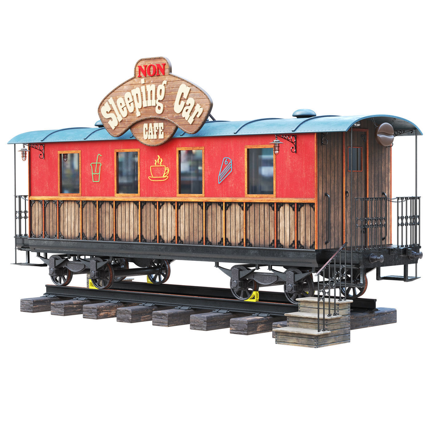 Old Wagon Cafe 3D model | CGTrader