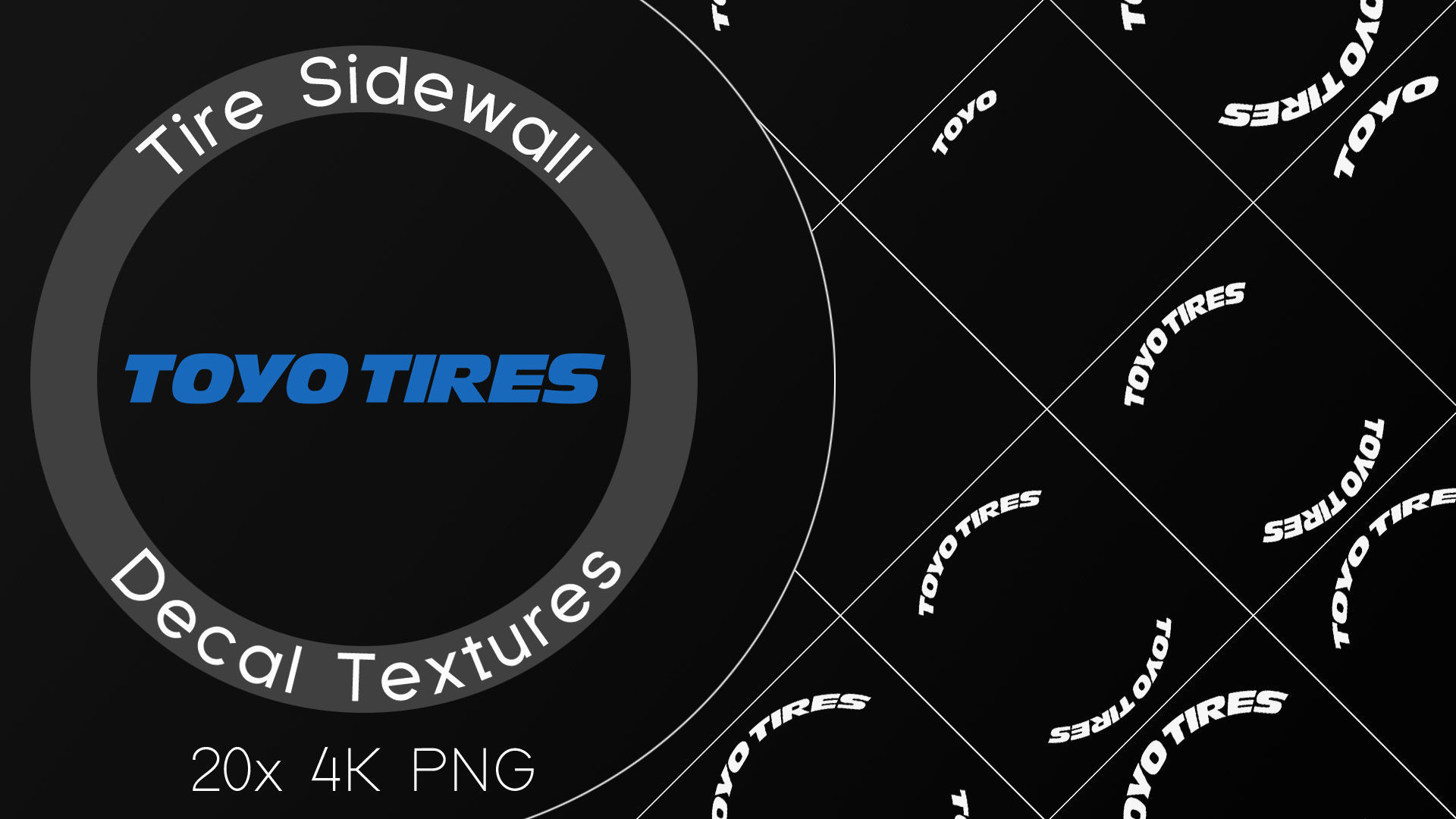 20x Toyo Tires tire sidewall 4K PNG decals Texture | CGTrader