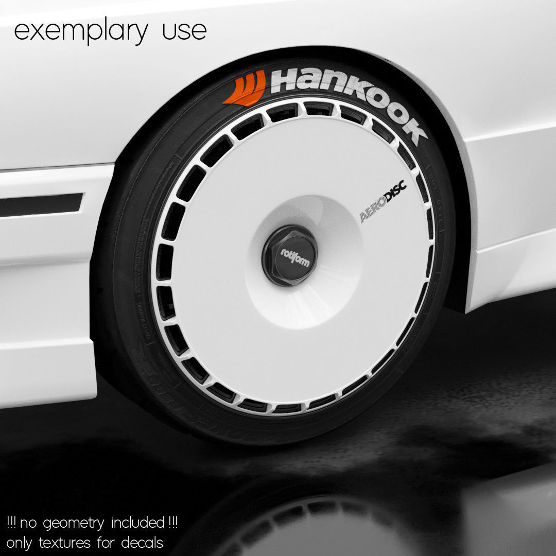 16x Hankook tire sidewall 4K PNG decals Texture | CGTrader