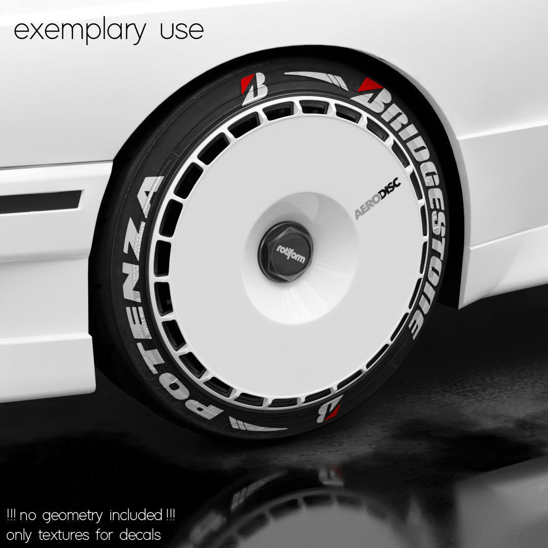 20x Bridgestone tire sidewall 4K PNG decals Texture | CGTrader