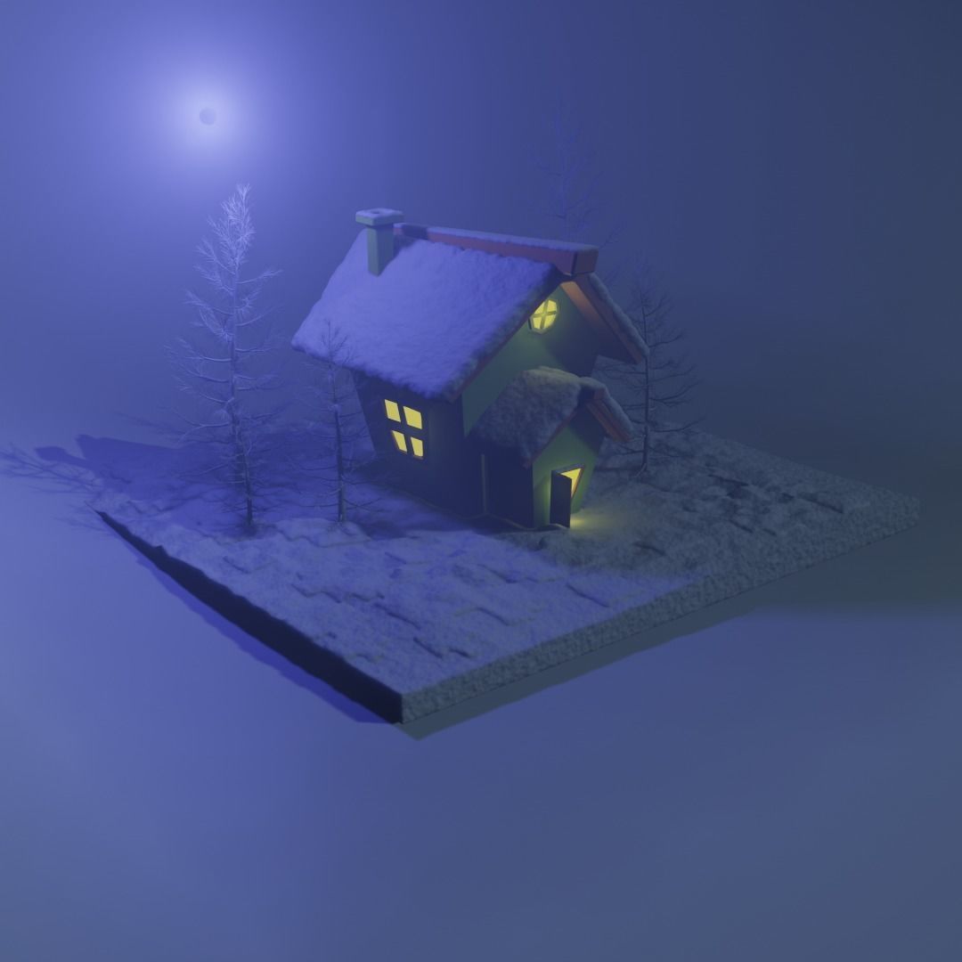 3d winter house scene 3D model | CGTrader