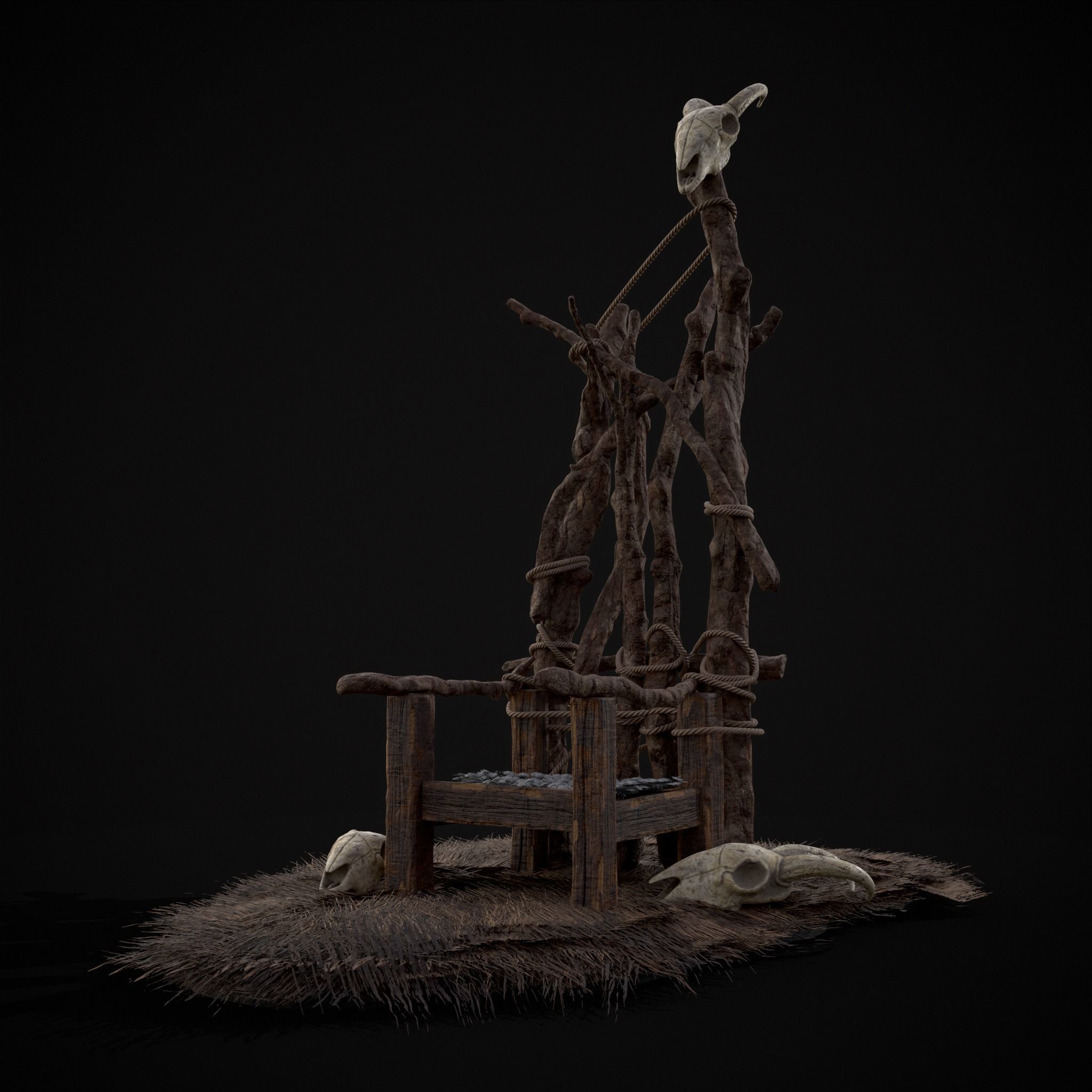 3D model Rustic Medieval Wooden Throne VR / AR / low-poly | CGTrader