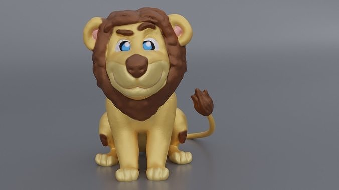Cartoon lion 3D model 3D printable | CGTrader