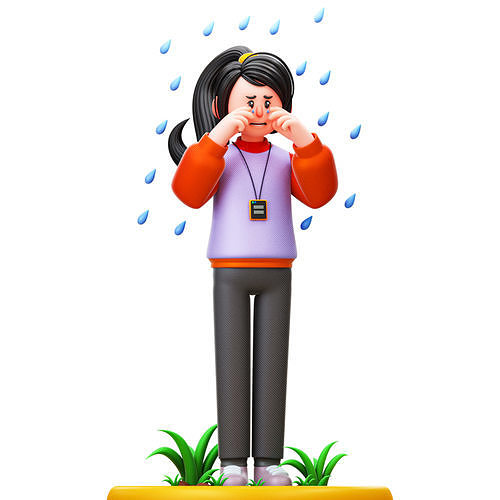 3D model Girl Crying 3D Icon VR / AR / low-poly | CGTrader