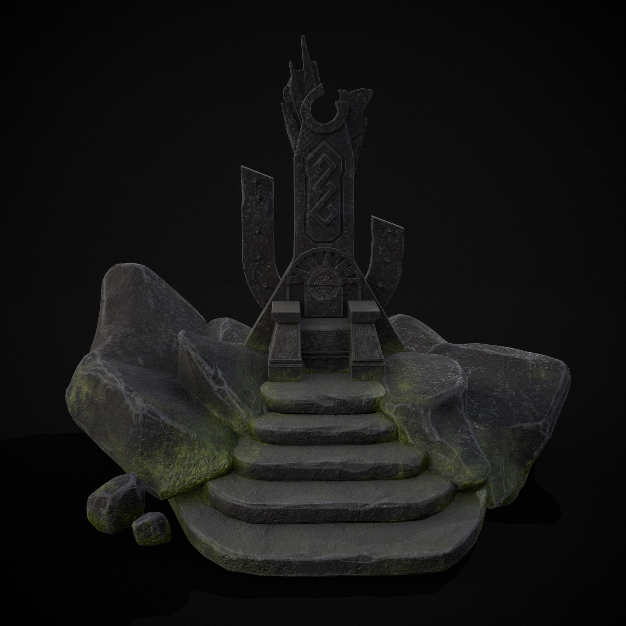 3D model Ancient Medieval Stone Throne VR / AR / low-poly | CGTrader