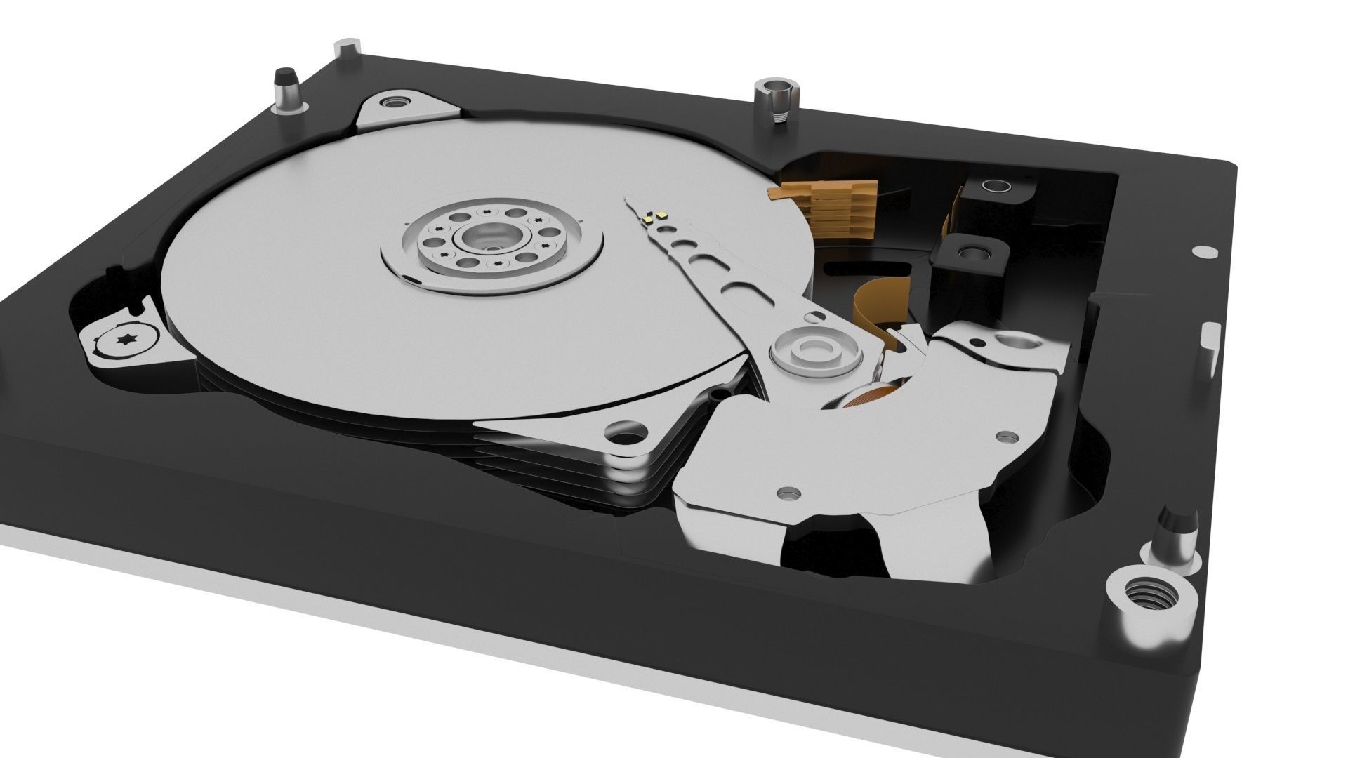 Opened Hard Disk Drive 3D model | CGTrader