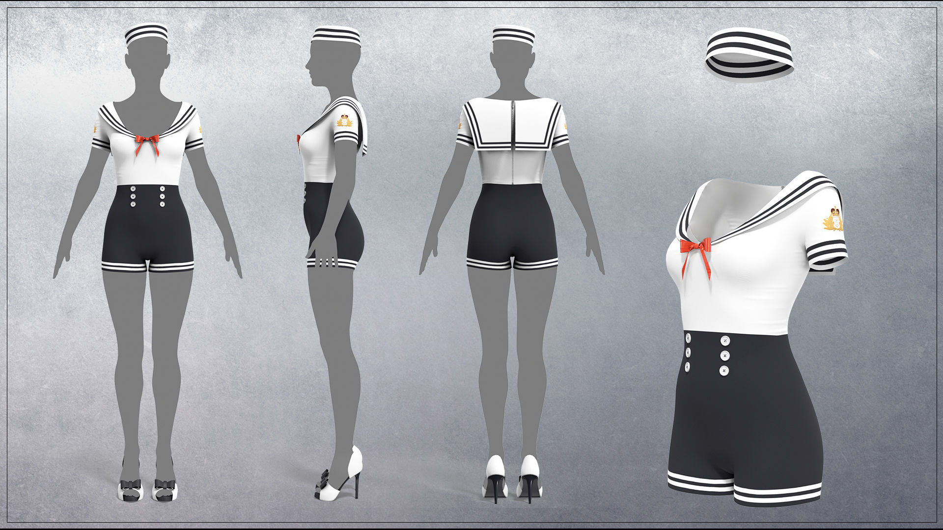 3D model Sailor Costume Low-poly 3D model PBR VR / AR / low-poly | CGTrader