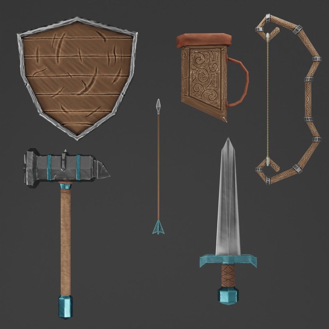 Stylized Weapons Free low-poly 3D model free VR / AR / low-poly 3D ...