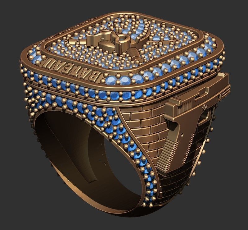 Gun Ring HipHop 3D model 3D printable | CGTrader