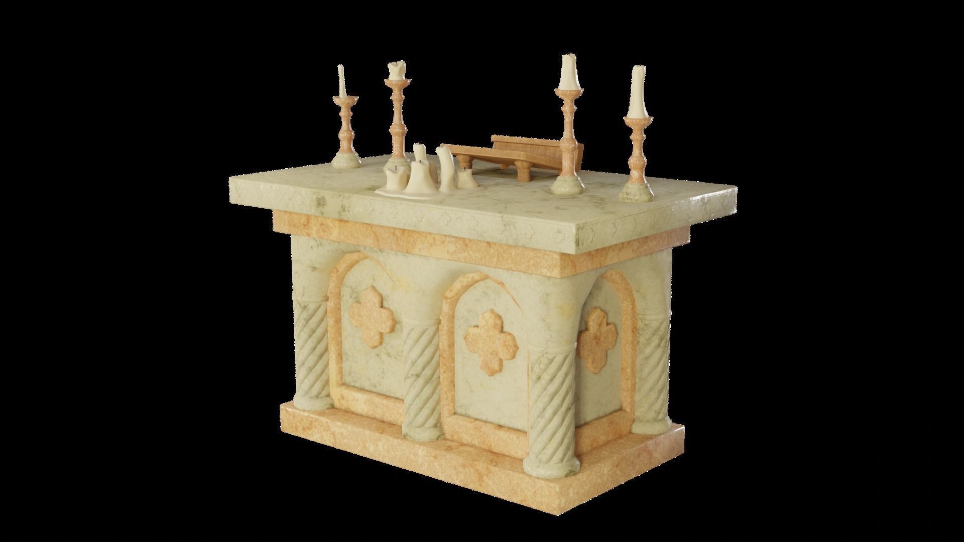 3D model Renaissance Altar Sarcophagus Candles VR / AR / low-poly ...
