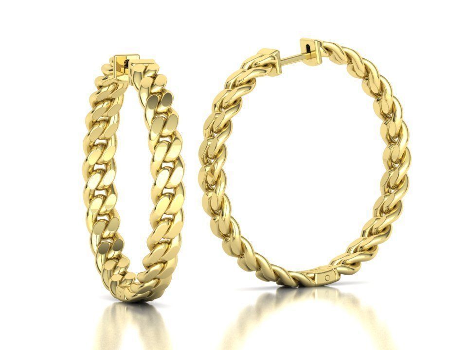 Hoop Cuban Earrings 35mm Own design 3dmodel 3D model 3D printable ...