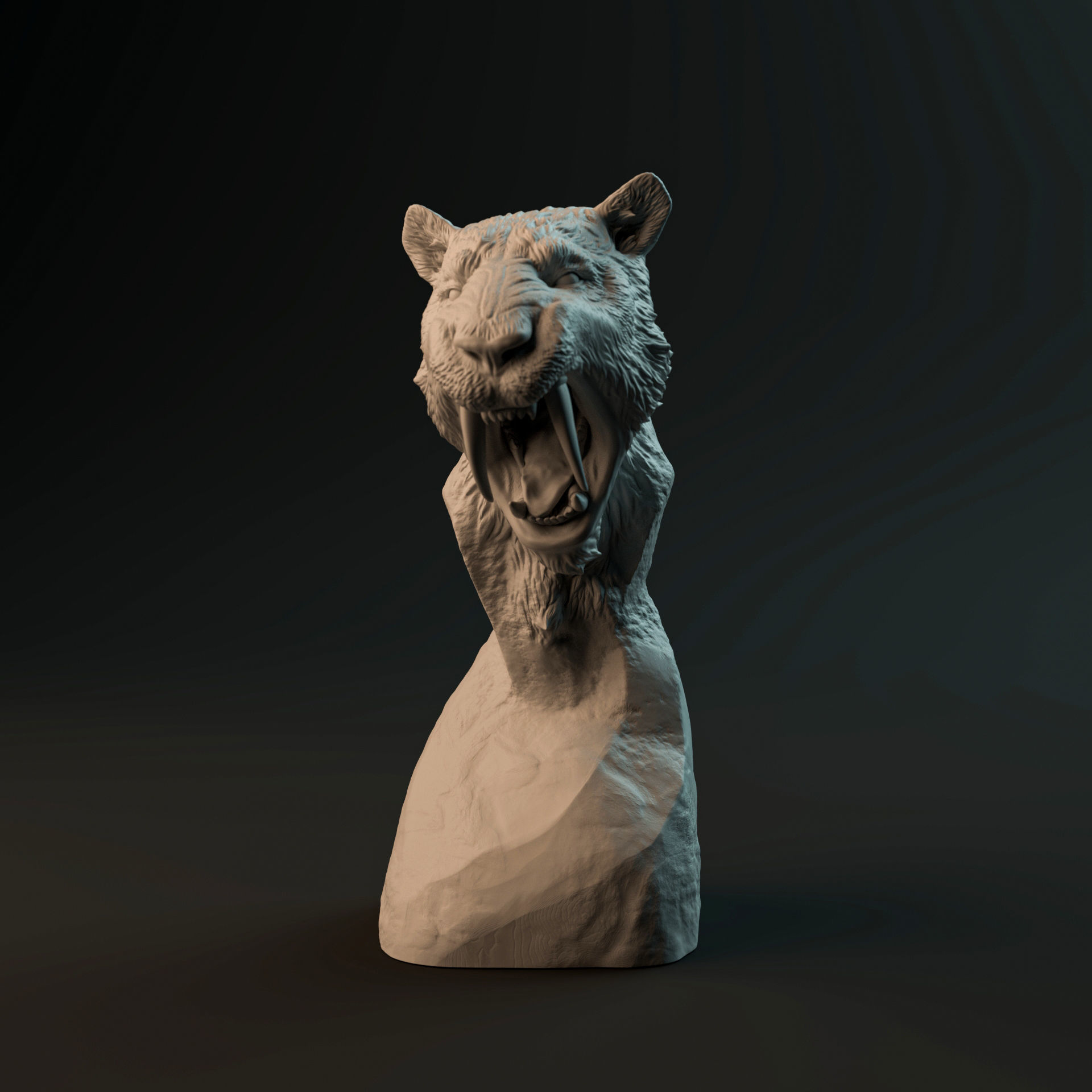 Smilodon populator bust - pre-supported prehistoric animal head 3D ...