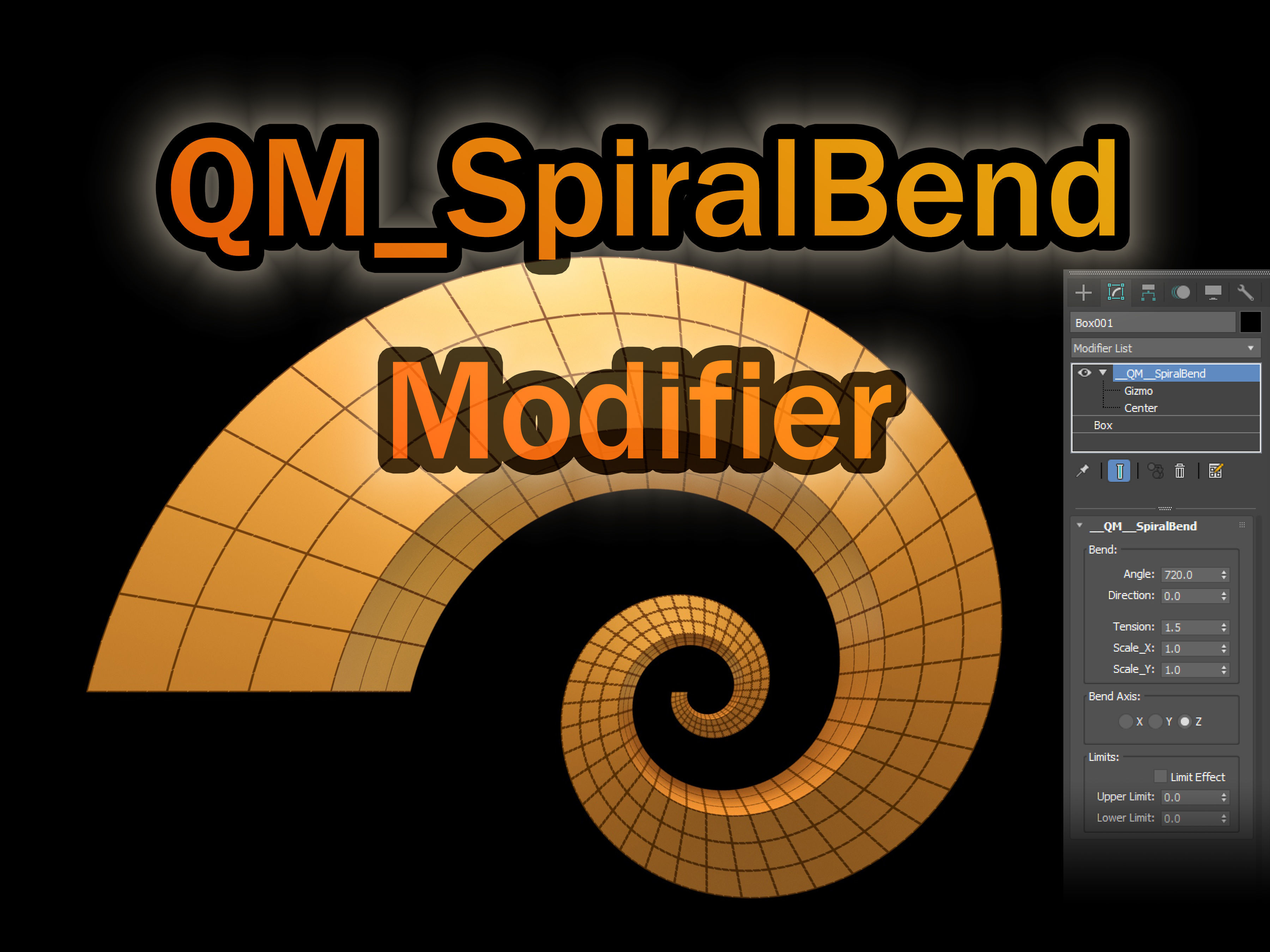 QM SpiralBend Modifier Scripted SimpleMod Plugin 3D model | CGTrader